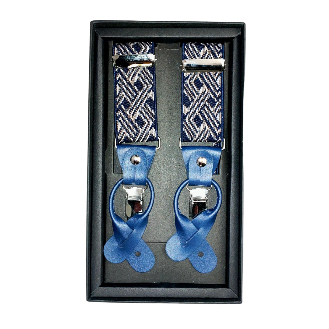 BRETELLES HOMME - GATSBY ART DÉCO - BLEU MARINE ET BEIGE – Ullys