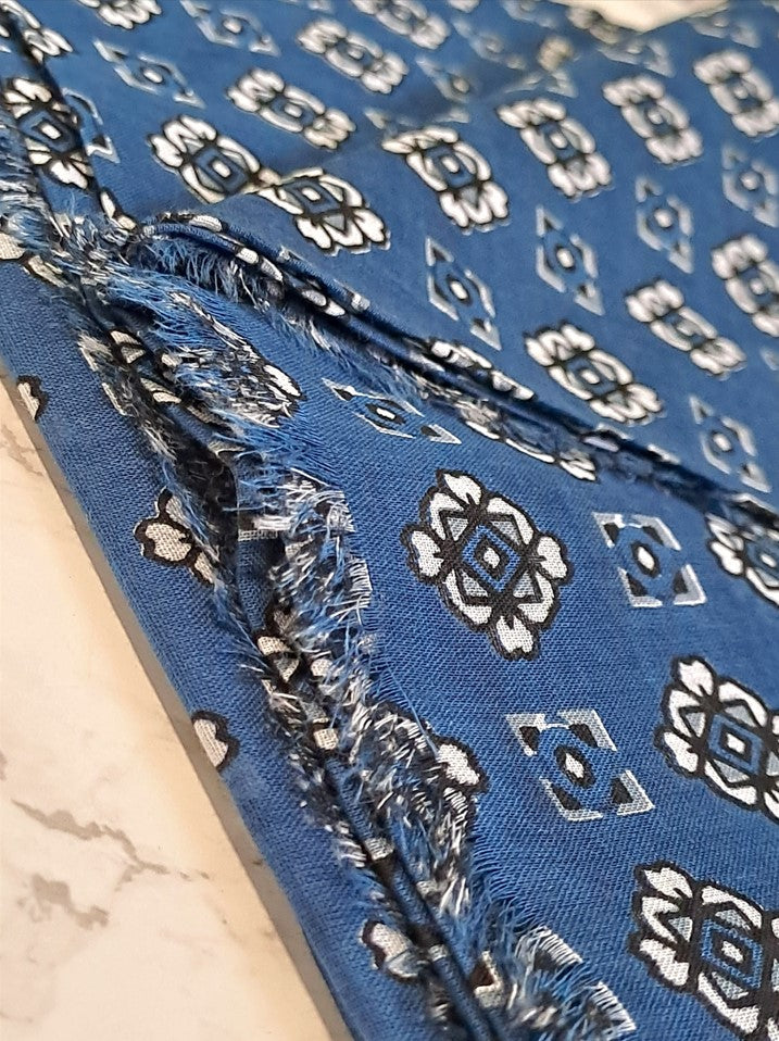 HESPÉRIE - CHÈCHE EN COTON BLEU ET BLANC - MOTIF CRAVATE – Ullys